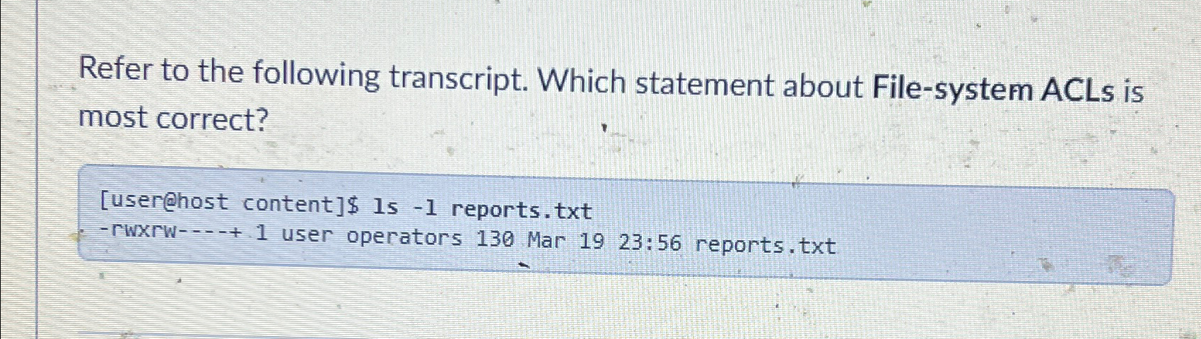 Solved Refer to the following transcript. Which statement | Chegg.com