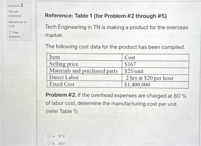 Solved Reference: Table 1 (for Problem \#2 through \#5) Tech | Chegg.com