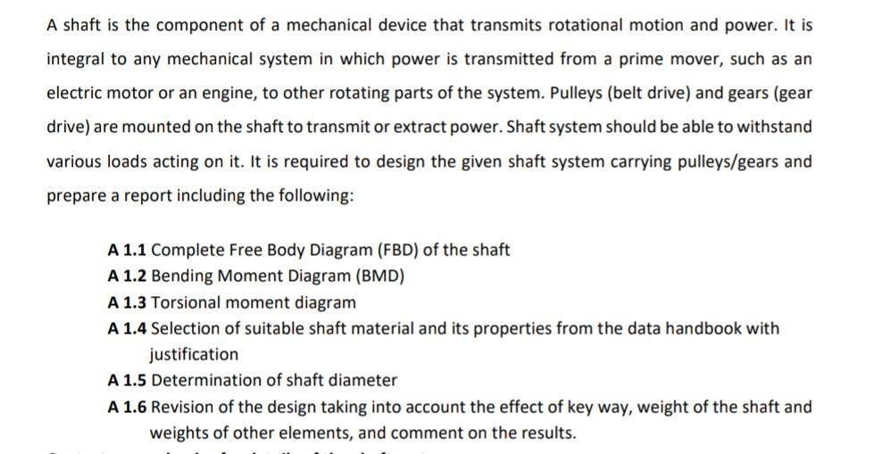 Solved A shaft is the component of a mechanical device that | Chegg.com