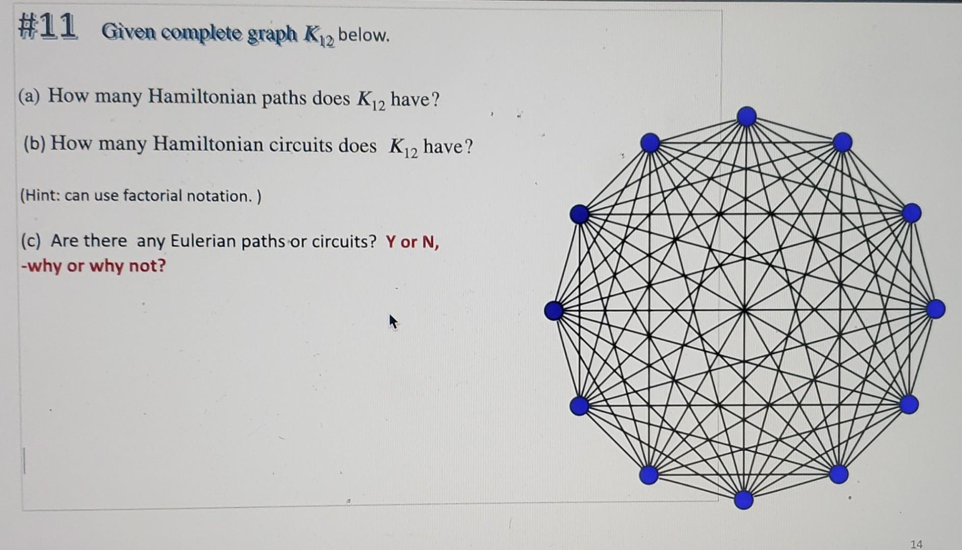 Solved Given complete graph K12 below. (a) how many | Chegg.com