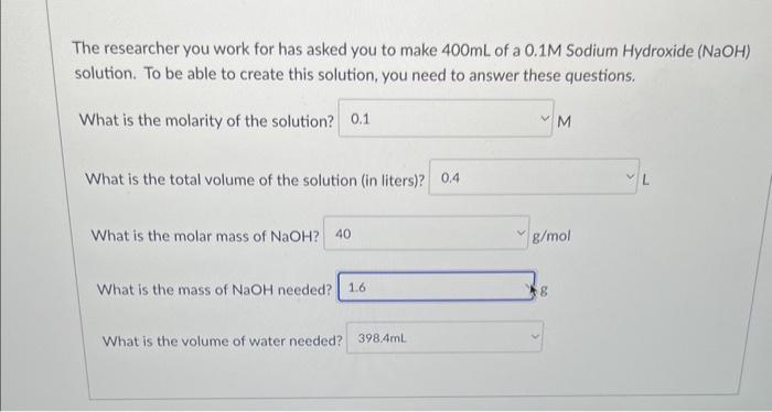 Solved The researcher you work for has asked you to make 400 | Chegg.com
