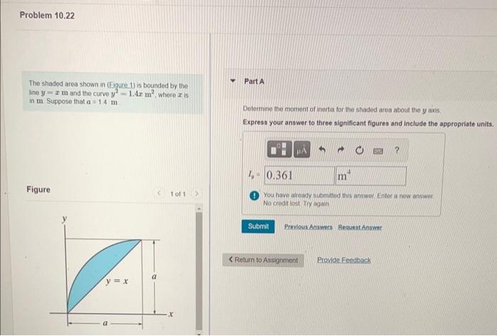 Solved The shaded area shown in (Figure 1) is bounded by the | Chegg.com