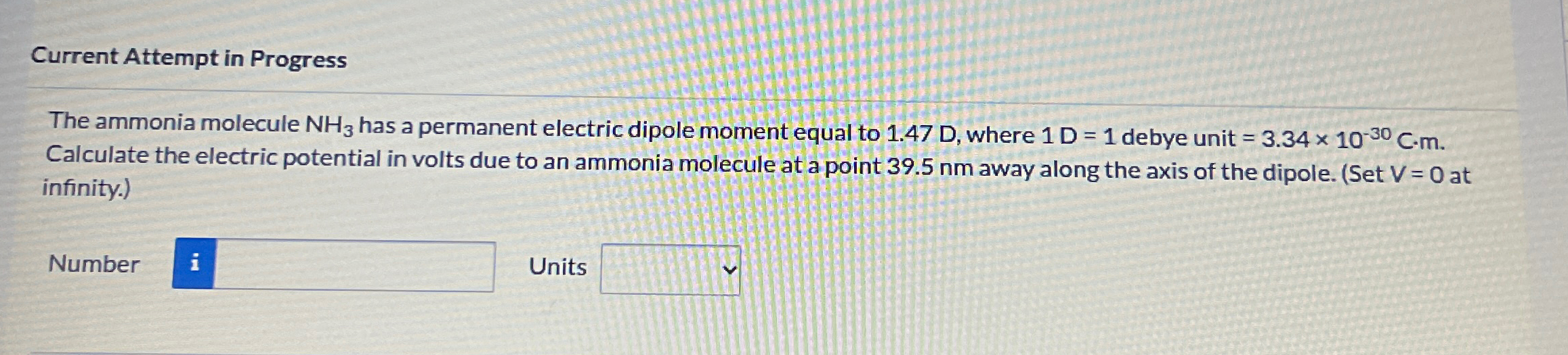 Solved Current Attempt in ProgressThe ammonia molecule NH3 | Chegg.com