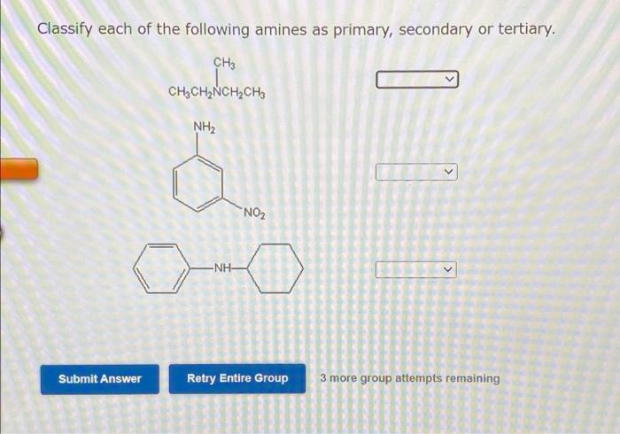 Solved Classify each of the following amines as primary, | Chegg.com