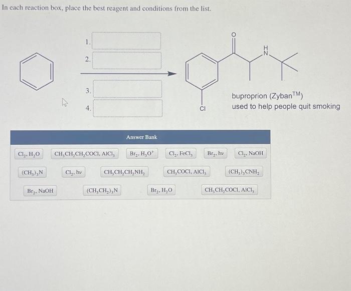 Solved In each reaction box, place the best reagent and | Chegg.com