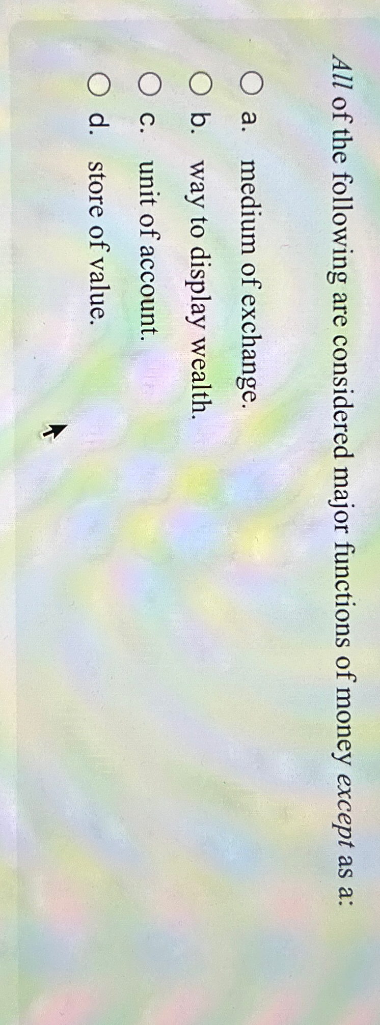 Solved All of the following are considered major functions | Chegg.com