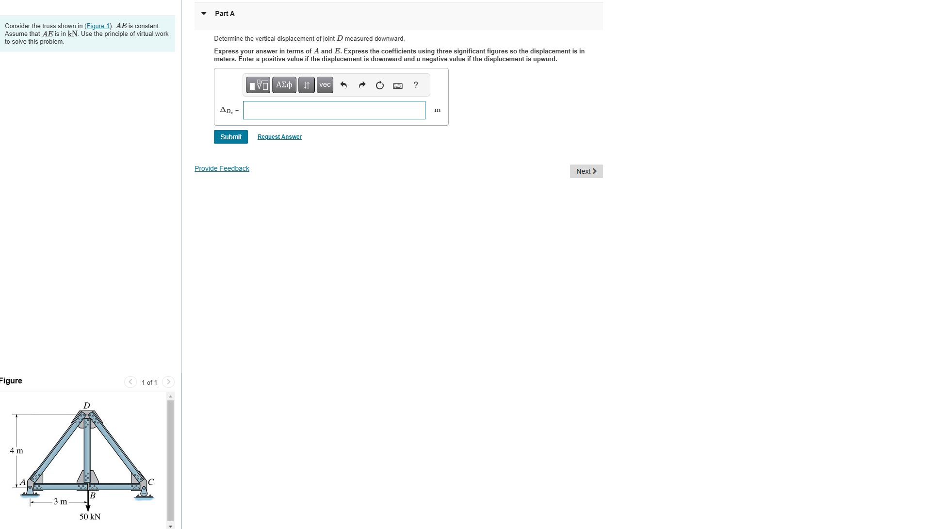 Solved Consider the truss shown in (Figure 1). ﻿AE is | Chegg.com
