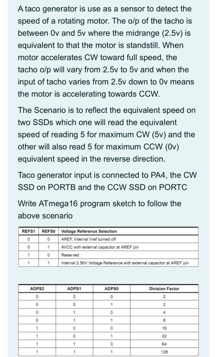 A taco generator is use as a sensor to detect the | Chegg.com