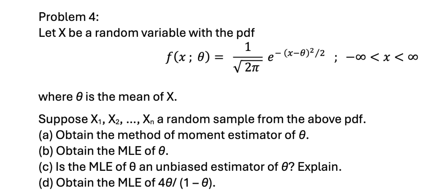 Solved Problem 4:Let x ﻿be a random variable with the | Chegg.com
