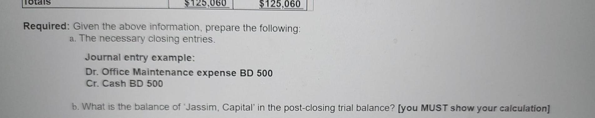 Solved Jassim Service Company's adjusted trial balance at | Chegg.com