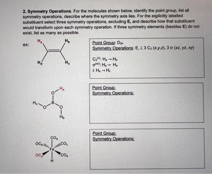 Solved 2. Symmetry Operations. For the molecules shown | Chegg.com