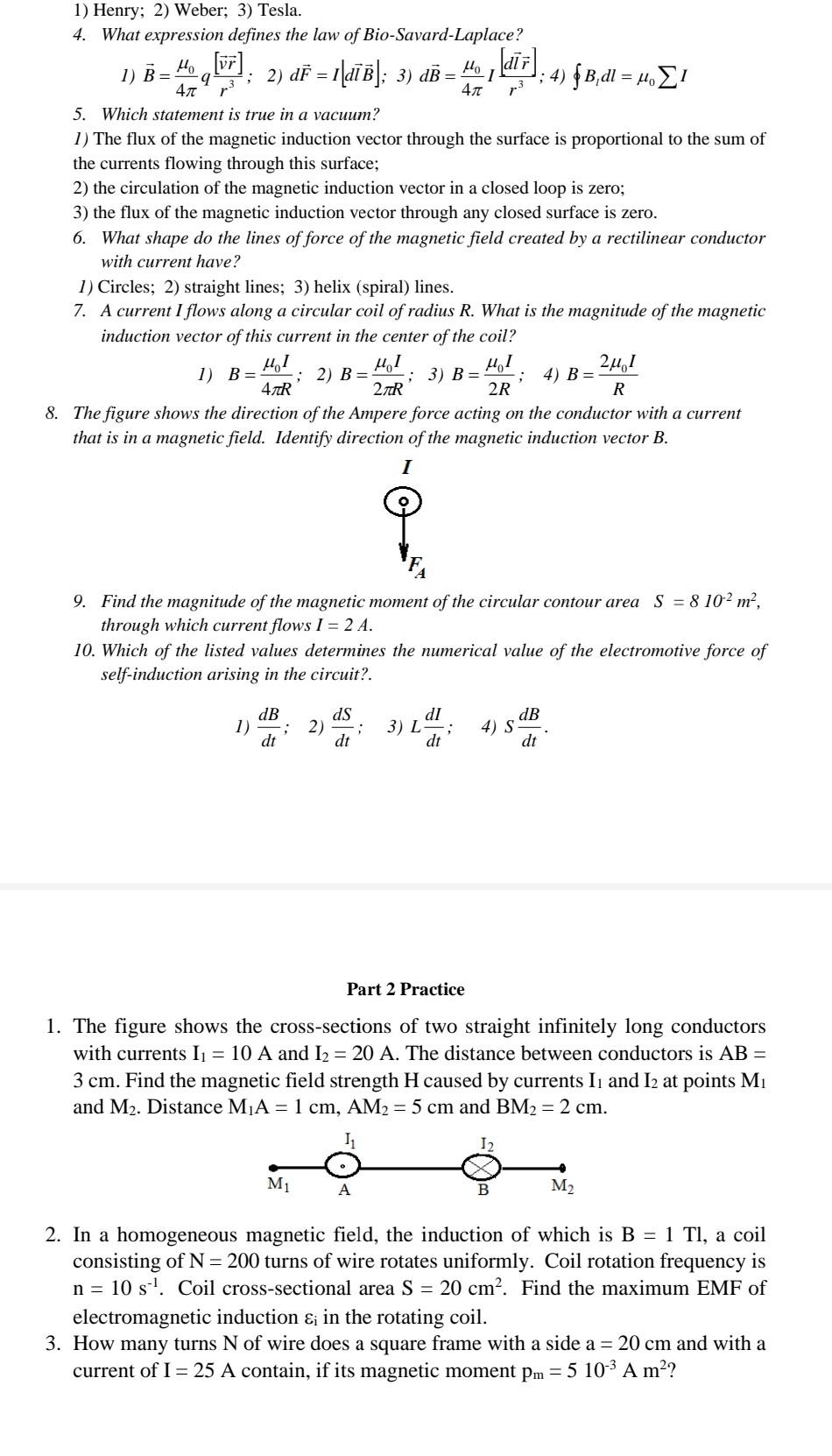 Solved 1) Henry; 2) Weber; 3) Tesla. 4. What expression | Chegg.com
