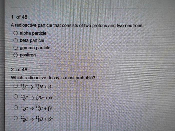 Solved A radioactive particle that consists of two protons | Chegg.com