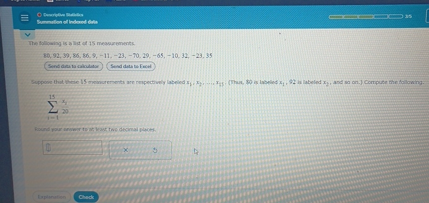 Solved Descriptive StatisticsSummation of indexed dataThe | Chegg.com