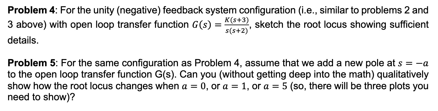 Problem 4: For the unity (negative) ﻿feedback system | Chegg.com