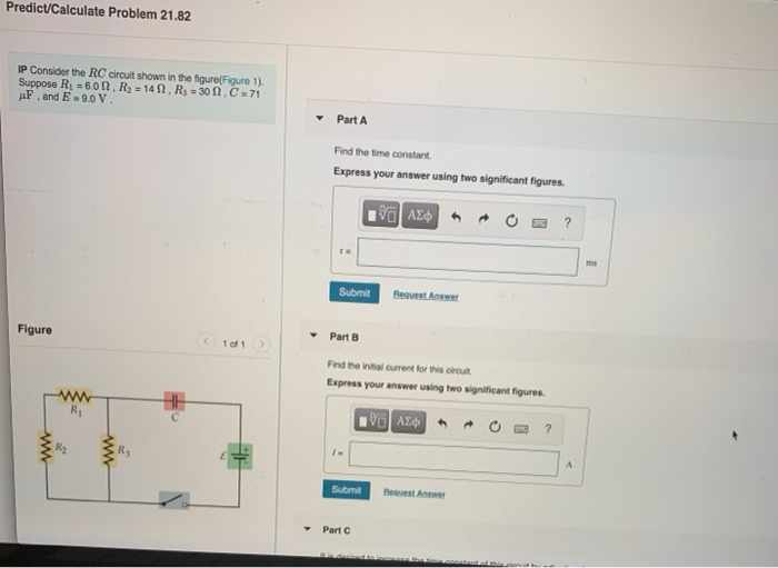 Solved Predict/Calculate Problem 21.82 IP Consider the RC | Chegg.com