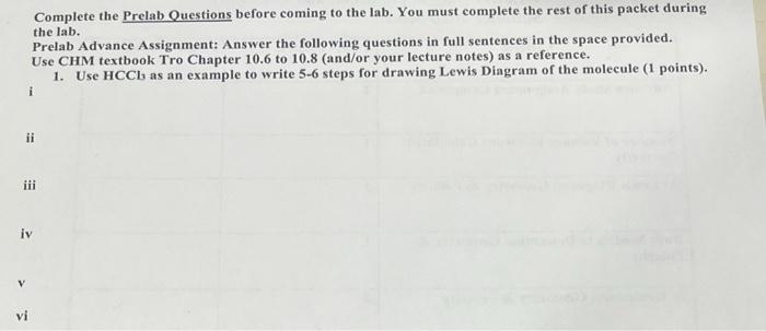 Solved Complete the Prelab Questions before coming to the | Chegg.com