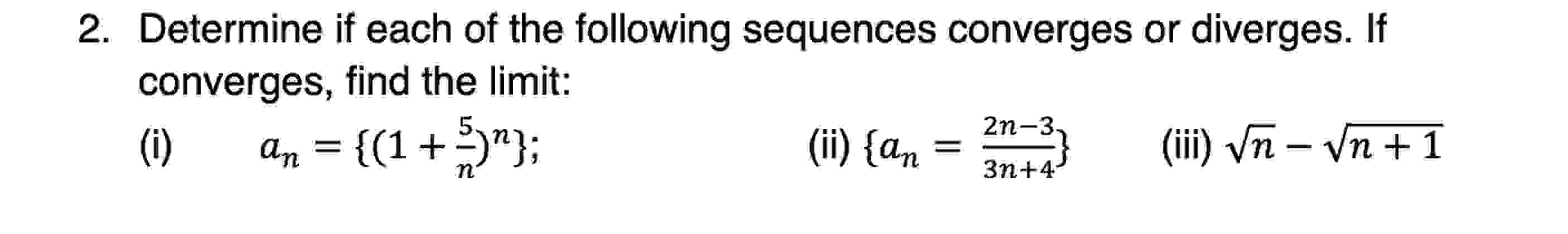 Solved Determine if each of the following sequences | Chegg.com