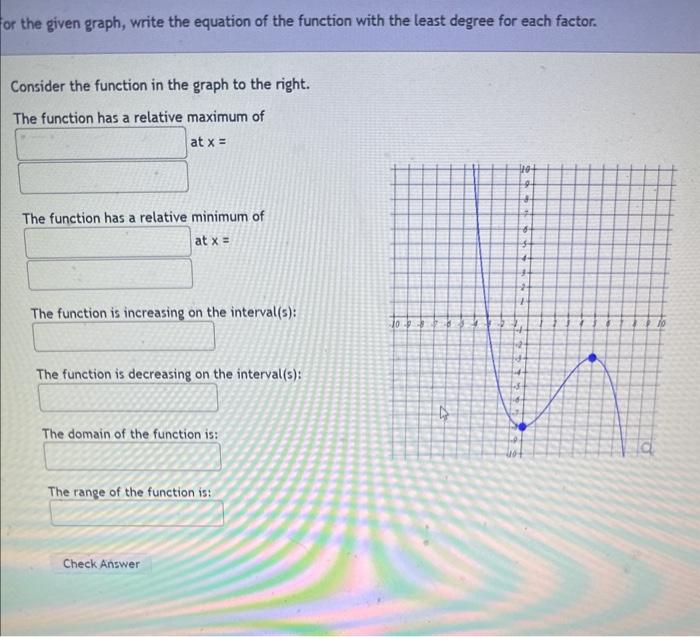Solved or the given graph, write the equation of the | Chegg.com