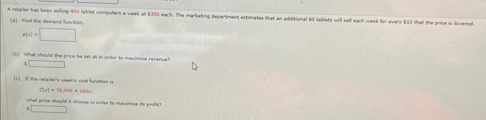 Solved A retailer has been selling 400 ﻿tablet computers a | Chegg.com