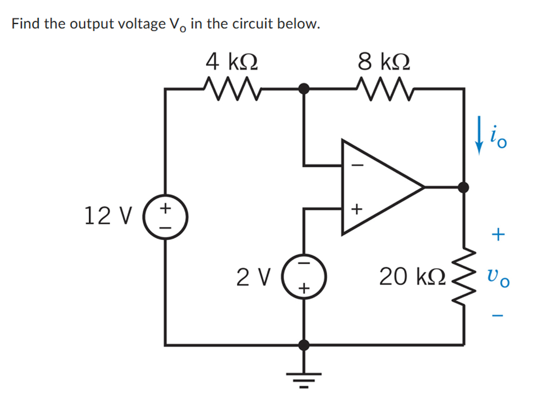 Solved Find the output voltage V0 ﻿in the circuit below. | Chegg.com