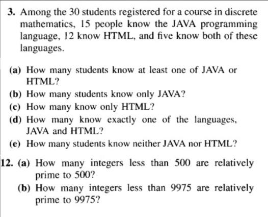 Solved 3. Among the 30 students registered for a course in | Chegg.com