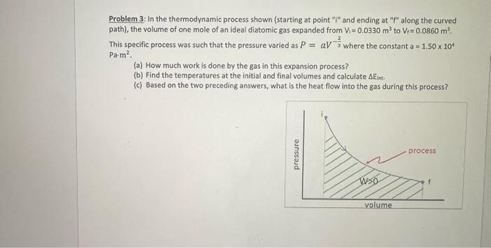Solved Problem 3: In the thermodynamic process shown | Chegg.com