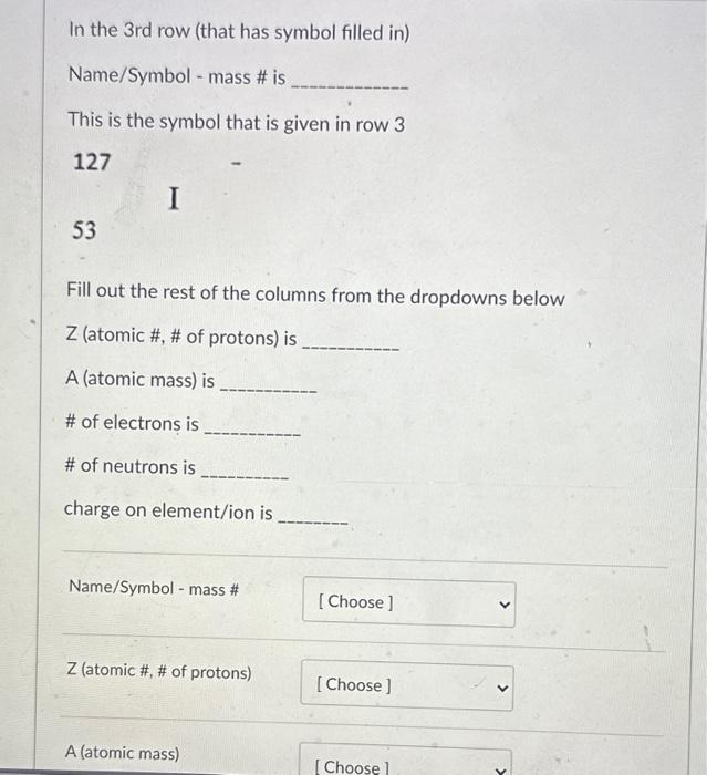 Solved Fill out the rest of the columns from the dropdowns | Chegg.com