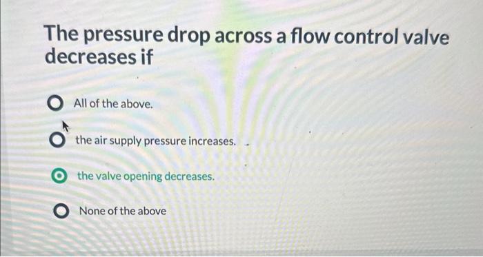 Solved The pressure drop across a flow control valve | Chegg.com