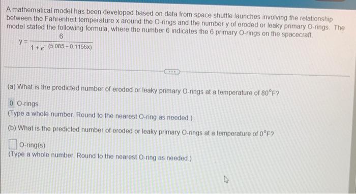 Solved A mathematical model has been developed based on data | Chegg.com