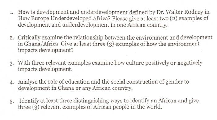1. How is development and underdevelopment defined by | Chegg.com