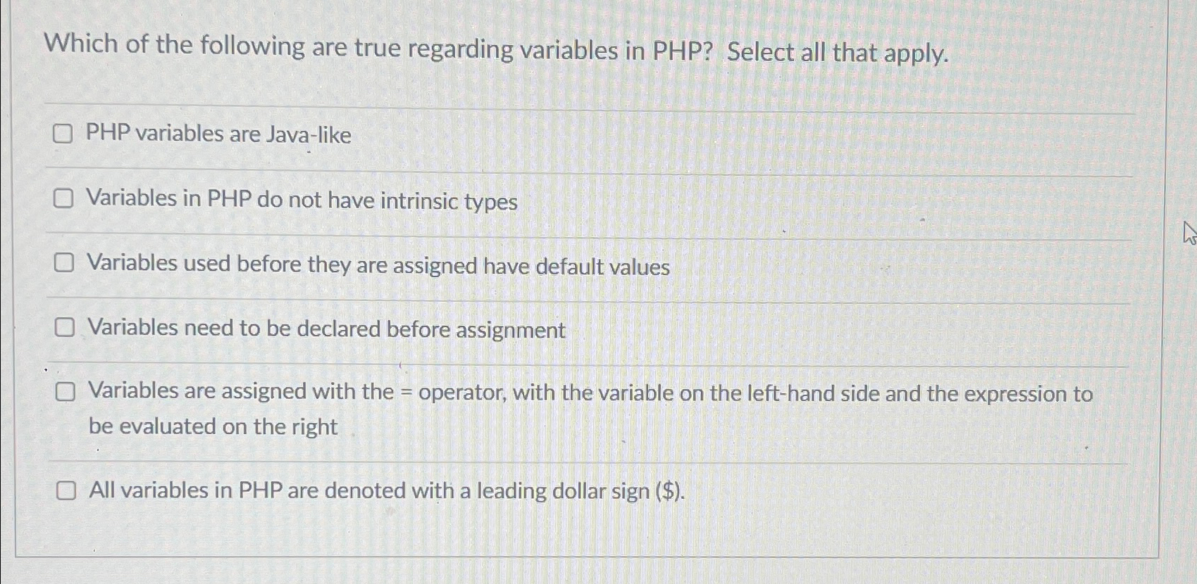 Solved Which of the following are true regarding variables | Chegg.com