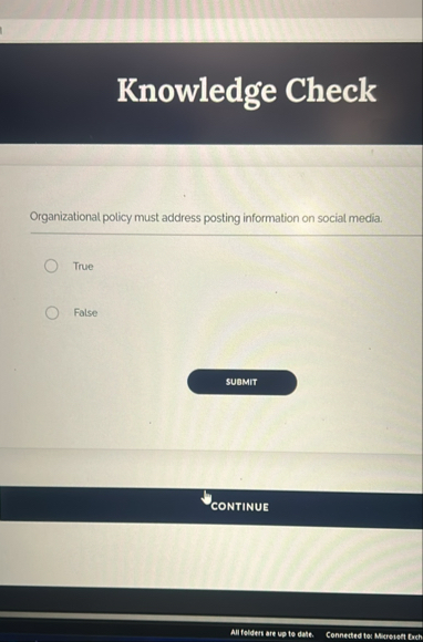 Solved Knowledge CheckOrganizational policy must address | Chegg.com