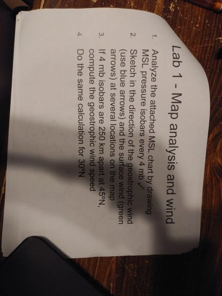 Lab 1 - Map analysis and wind 1. Analyze the attached | Chegg.com