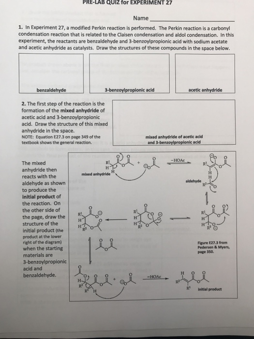 Solved PRE-LAB QUIZ for EXPERIMENT 27 Name 1. In Experiment | Chegg.com