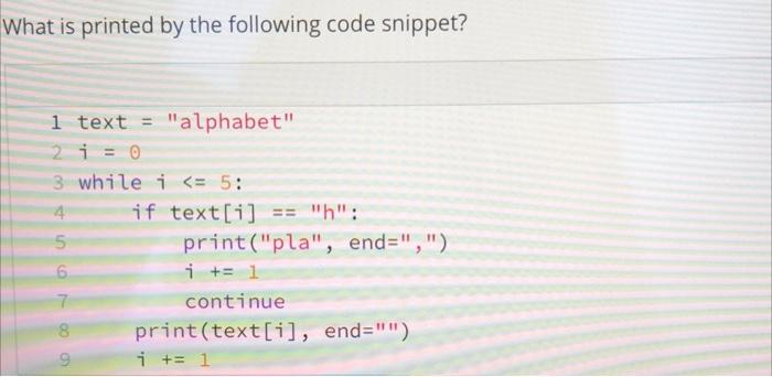 Solved What is printed by the following code snippet? СО ОЛ | Chegg.com