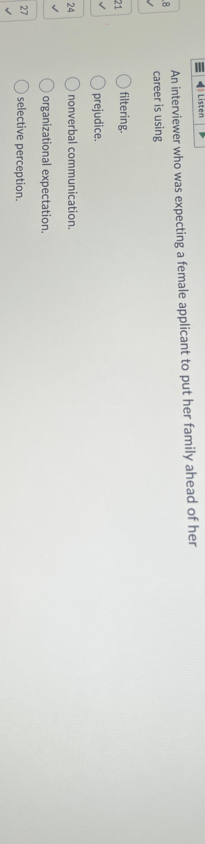 Solved An interviewer who was expecting a female applicant | Chegg.com