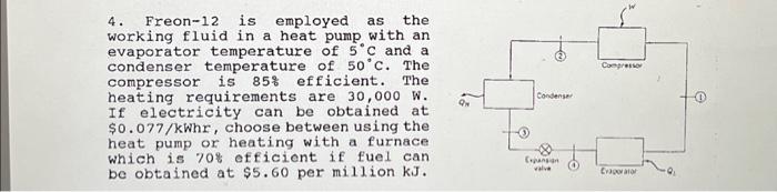 Solved 4. Freon-12 is employed as the working fluid in a | Chegg.com