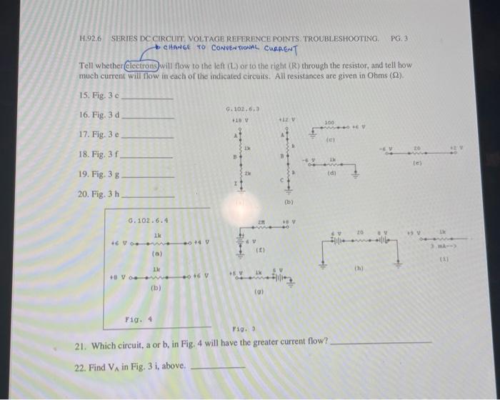 Solved PG3 H.92.6 SERIES DC CIRCUIT VOLTAGE REFERENCE POINTS | Chegg.com