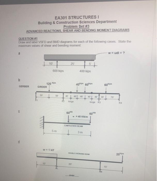Solved EA301 STRUCTURES I Building & Construction Sciences | Chegg.com