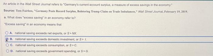 Solved An article in the Wall Street Joumal refers to | Chegg.com