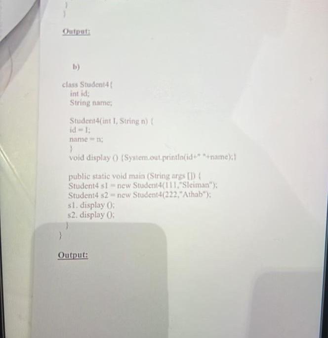 Solved Output D class Student int id: String name | Chegg.com