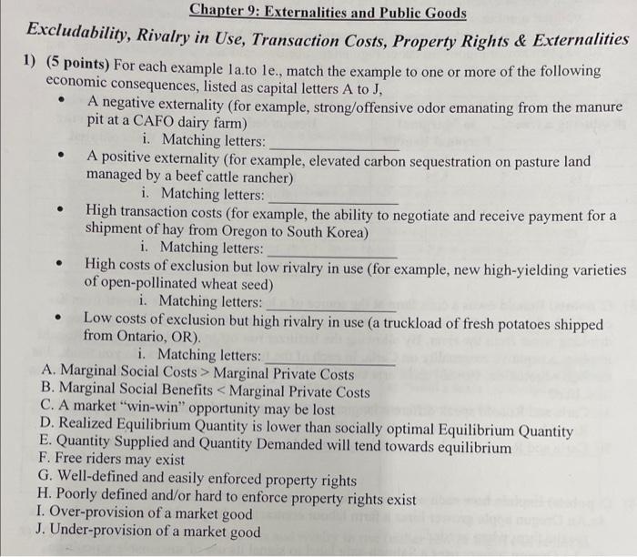 Solved Excludability, Rivalry in Use, Transaction Costs, | Chegg.com