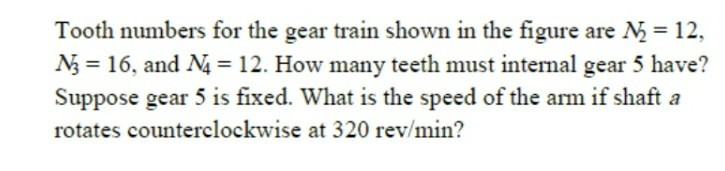 Solved Tooth numbers for the gear train shown in the figure | Chegg.com