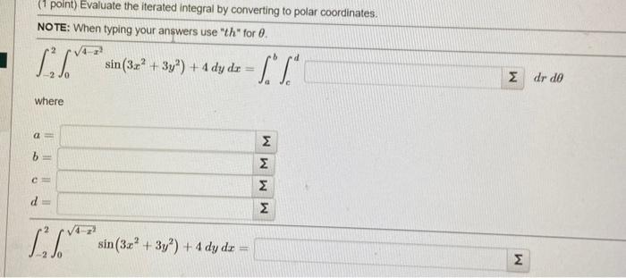 Solved (1 point) Evaluate the iterated integral by | Chegg.com