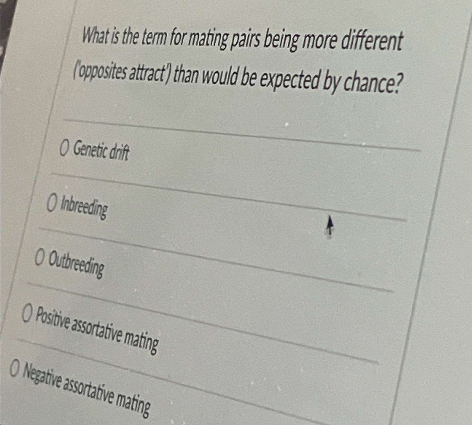 Solved What is the term for mating pairs being more | Chegg.com