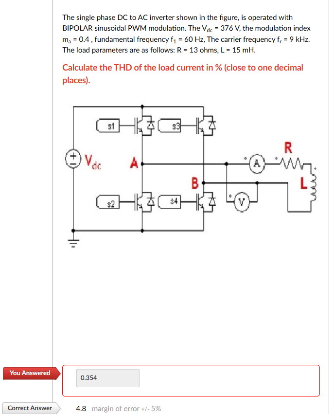 The single phase DC to AC inverter shown in the | Chegg.com