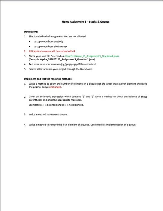 Solved Home Assignment 3 - Stacks & QueuesInstructions:1. | Chegg.com