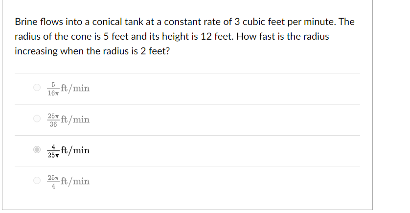 Solved Brine flows into a conical tank at a constant rate of | Chegg.com