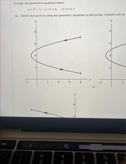 Solved esc Consider the parametric equations below. x = t² - | Chegg.com
